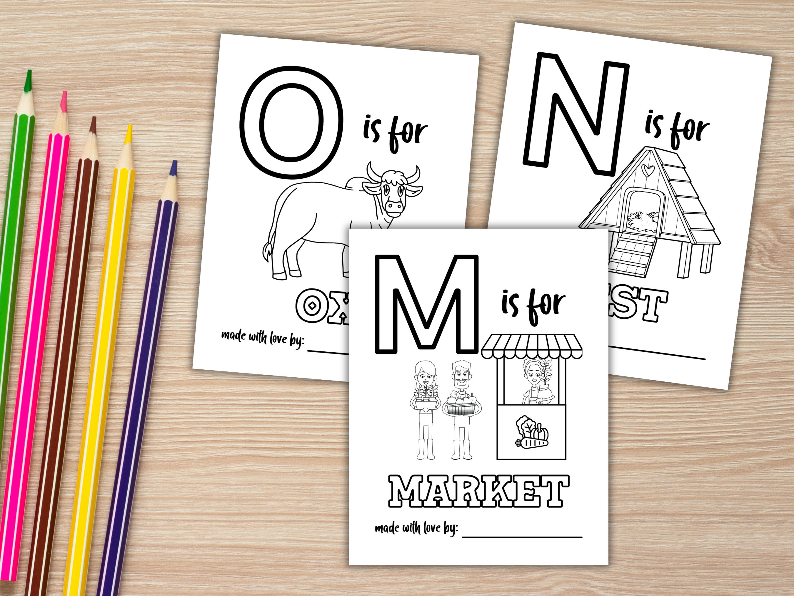 Farm ABC Coloring Book Guestbook for Baby Shower - Etsy