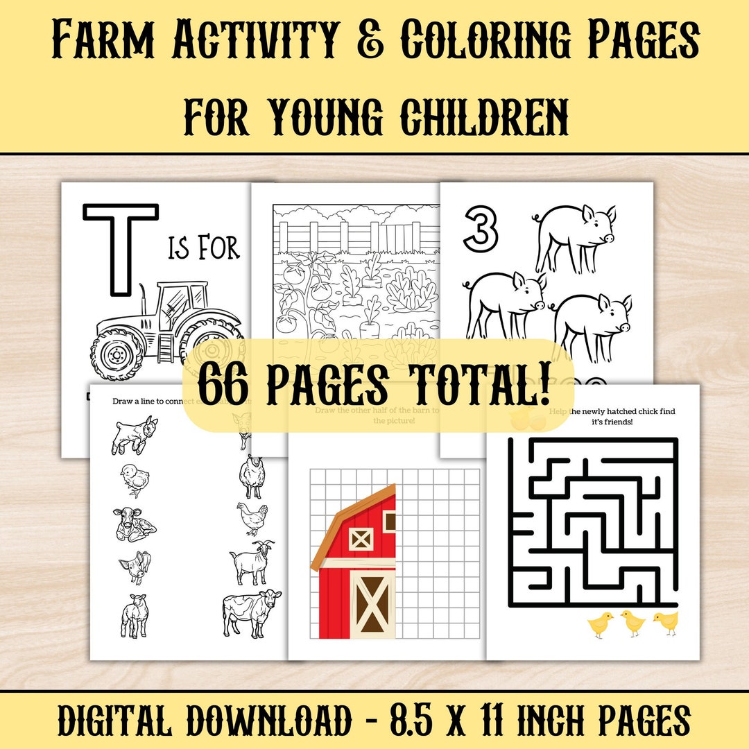 Farm Coloring & Activity Pages for Young Kids - Etsy