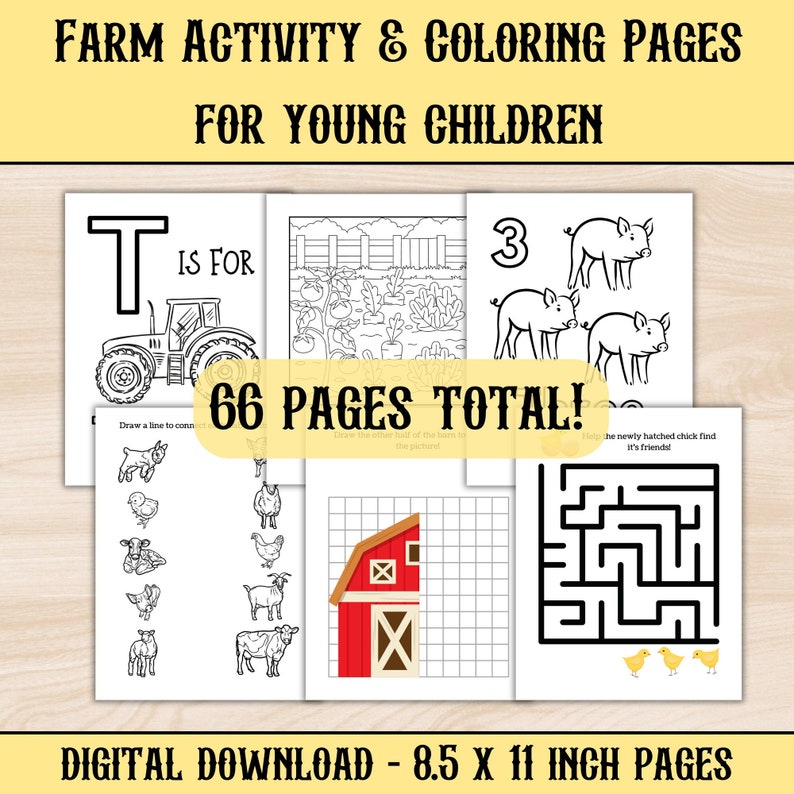 Farm Coloring & Activity Pages for Young Kids - Etsy