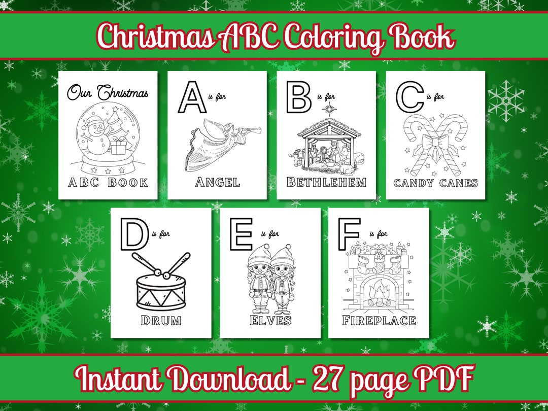 Christmas ABC Coloring Pages - Etsy
