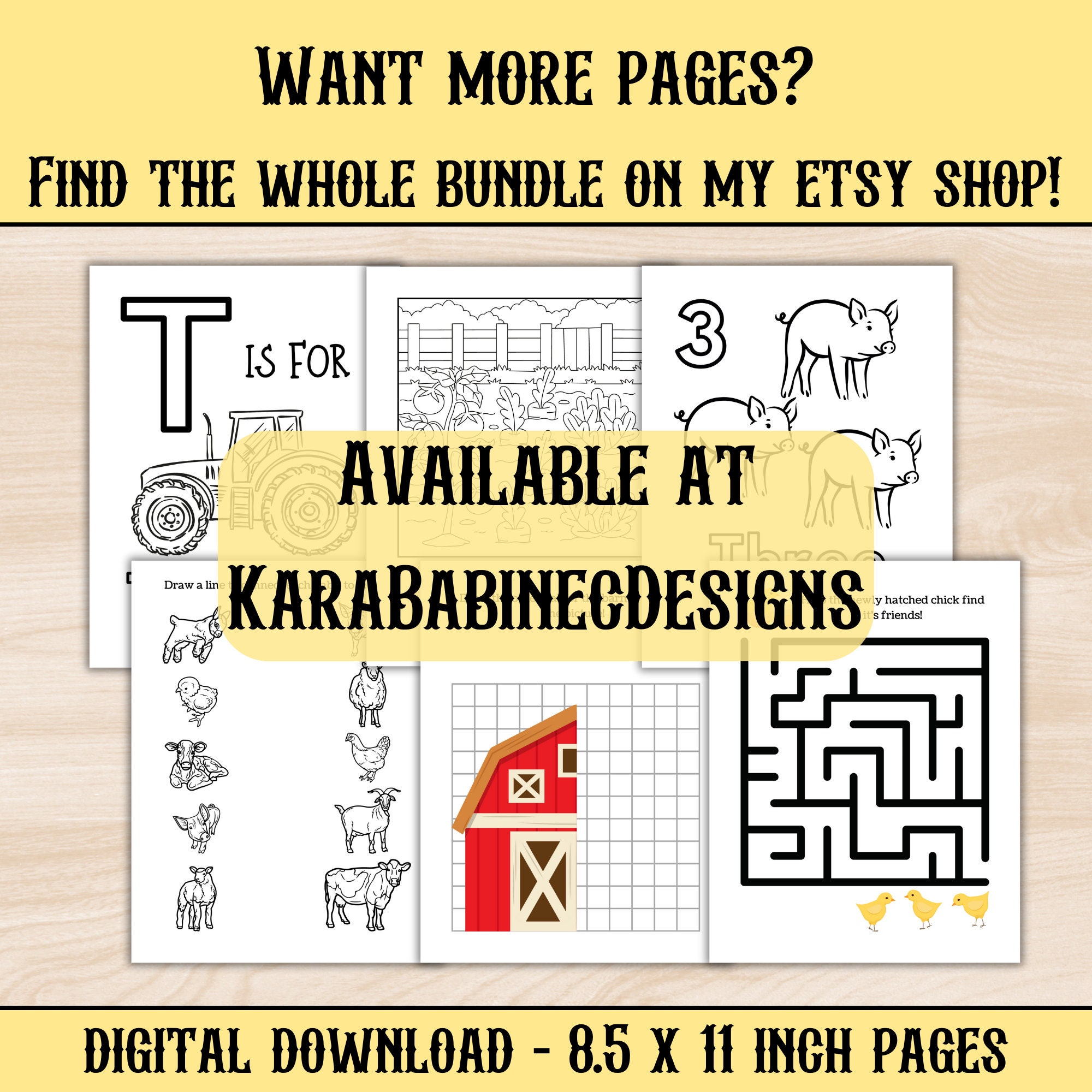 Farm ABC Coloring Pages for Young Kids - Etsy