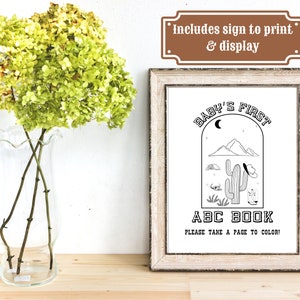 Western Cowboy ABC Coloring Book for Baby Shower Game - Etsy