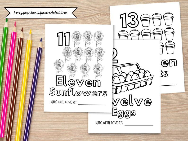 Farm ABC & 123 Coloring Book for Baby Shower Game - Etsy