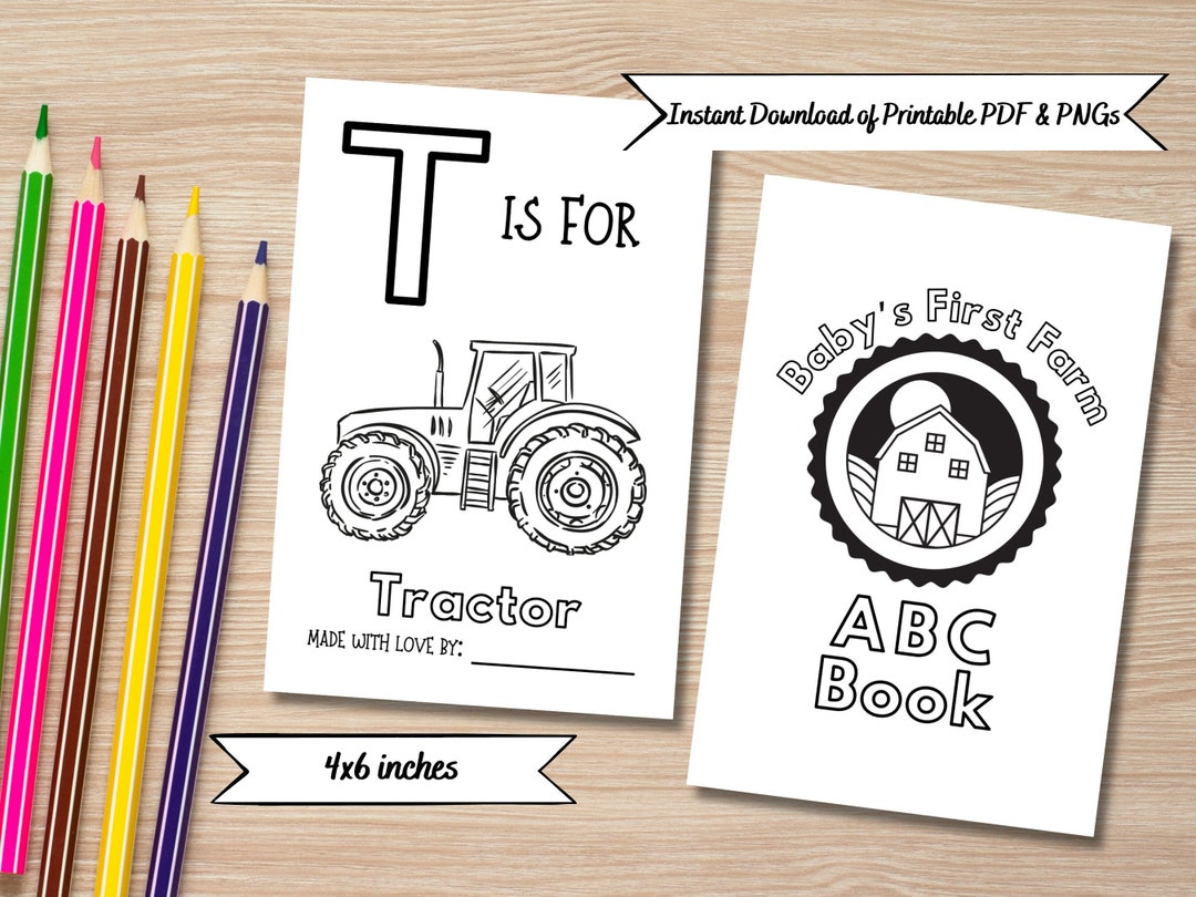 4x6 Printable Farm ABC Coloring Book for Baby Shower - Etsy