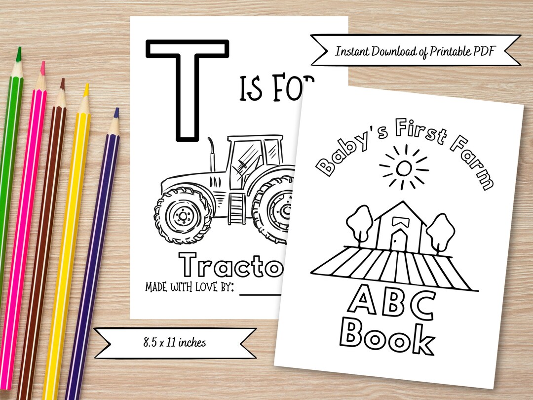 Cute Farm ABC Coloring Book for Baby Shower Game - Etsy