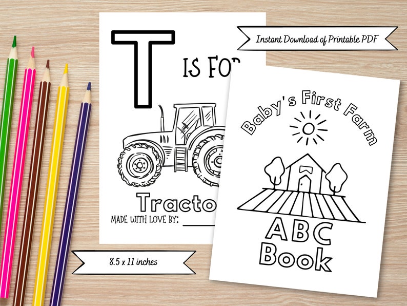 Cute Farm ABC Coloring Book for Baby Shower Game - Etsy