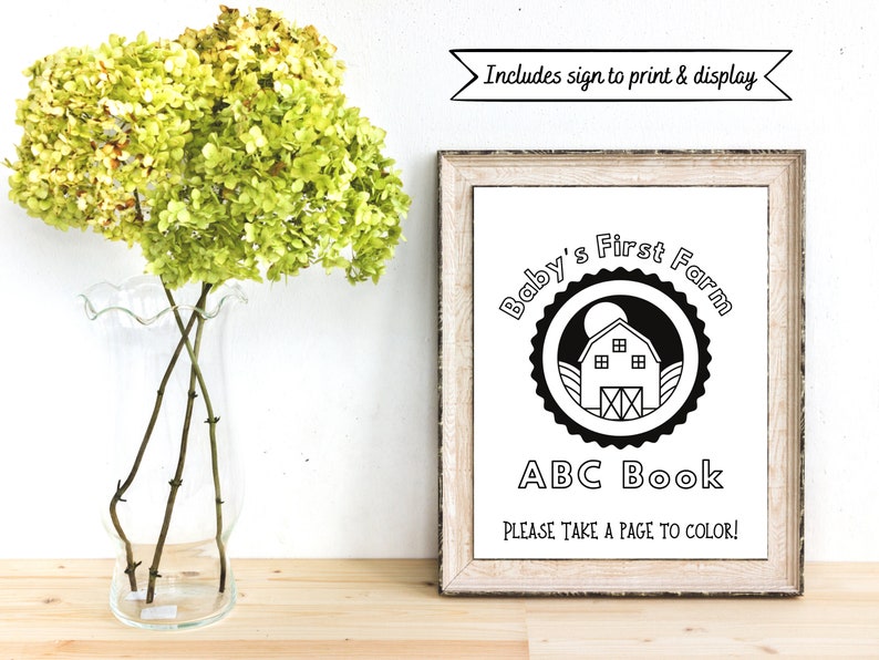 4x6 Printable Farm ABC Coloring Book for Baby Shower - Etsy