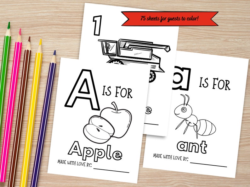 Farm ABC, 123, & Abc Coloring Book for Baby Shower Game - 75 Coloring ...