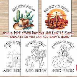 Western Cowboy ABC Coloring Book for Baby Shower Game - Etsy