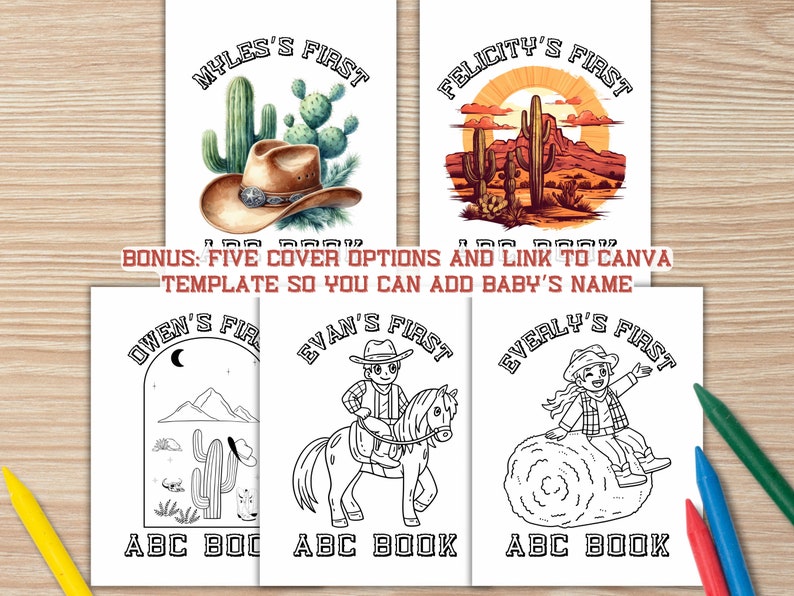 Western Cowboy ABC Coloring Book for Baby Shower Game - Etsy