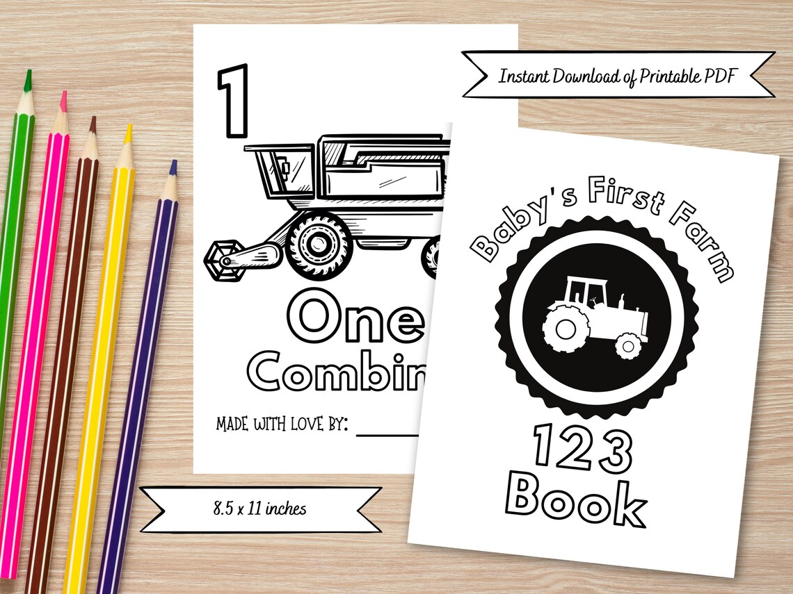 Farm ABC & 123 Coloring Book for Baby Shower Game and Guestbook ...