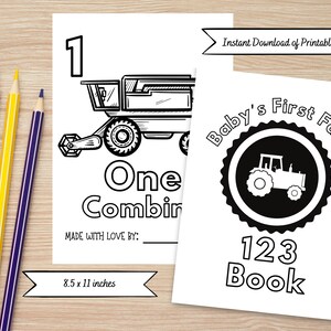 Farm ABC & 123 Coloring Book for Baby Shower Game and Guestbook ...
