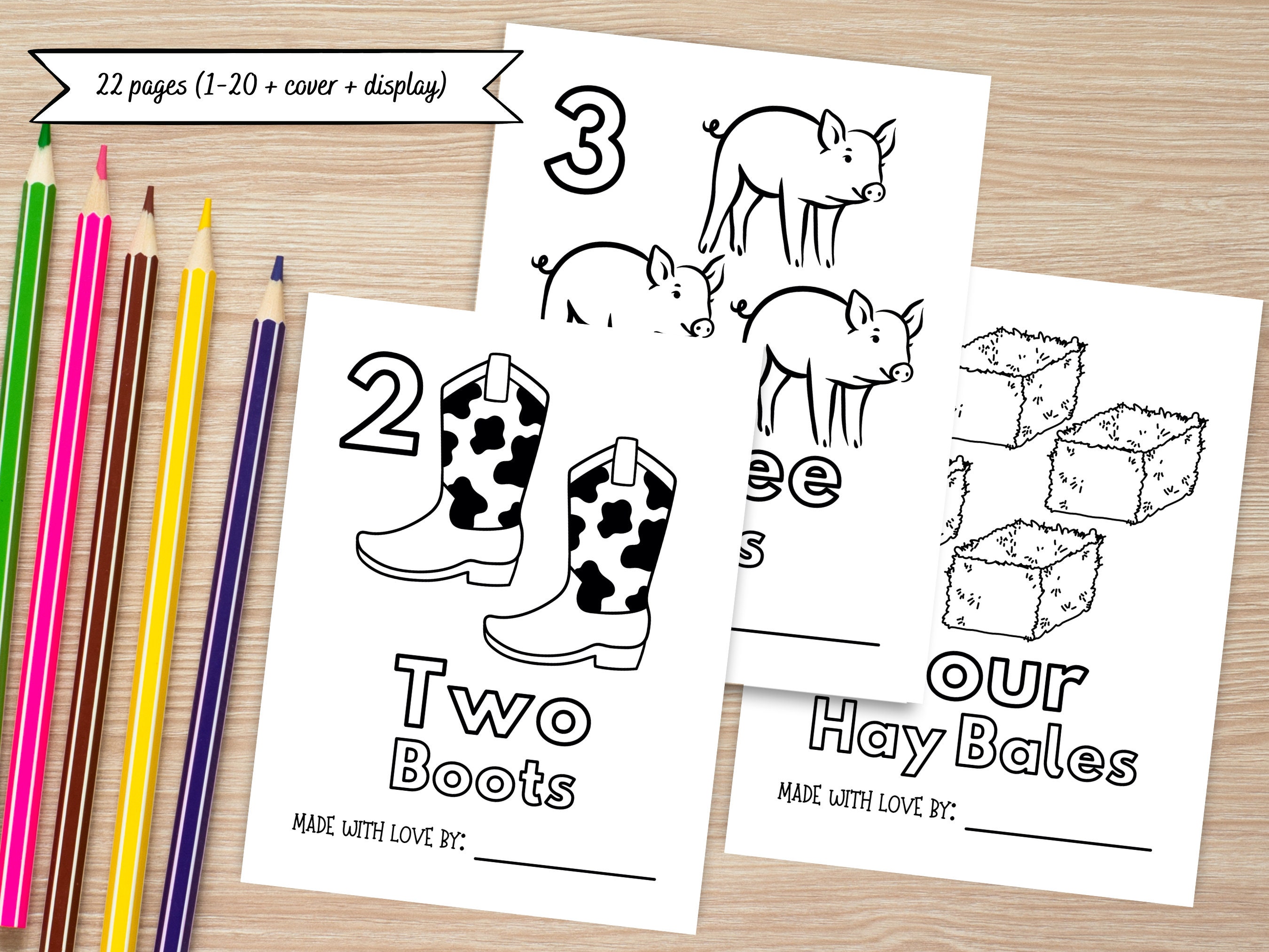 Farm 123 Coloring Book for Baby Shower - Etsy