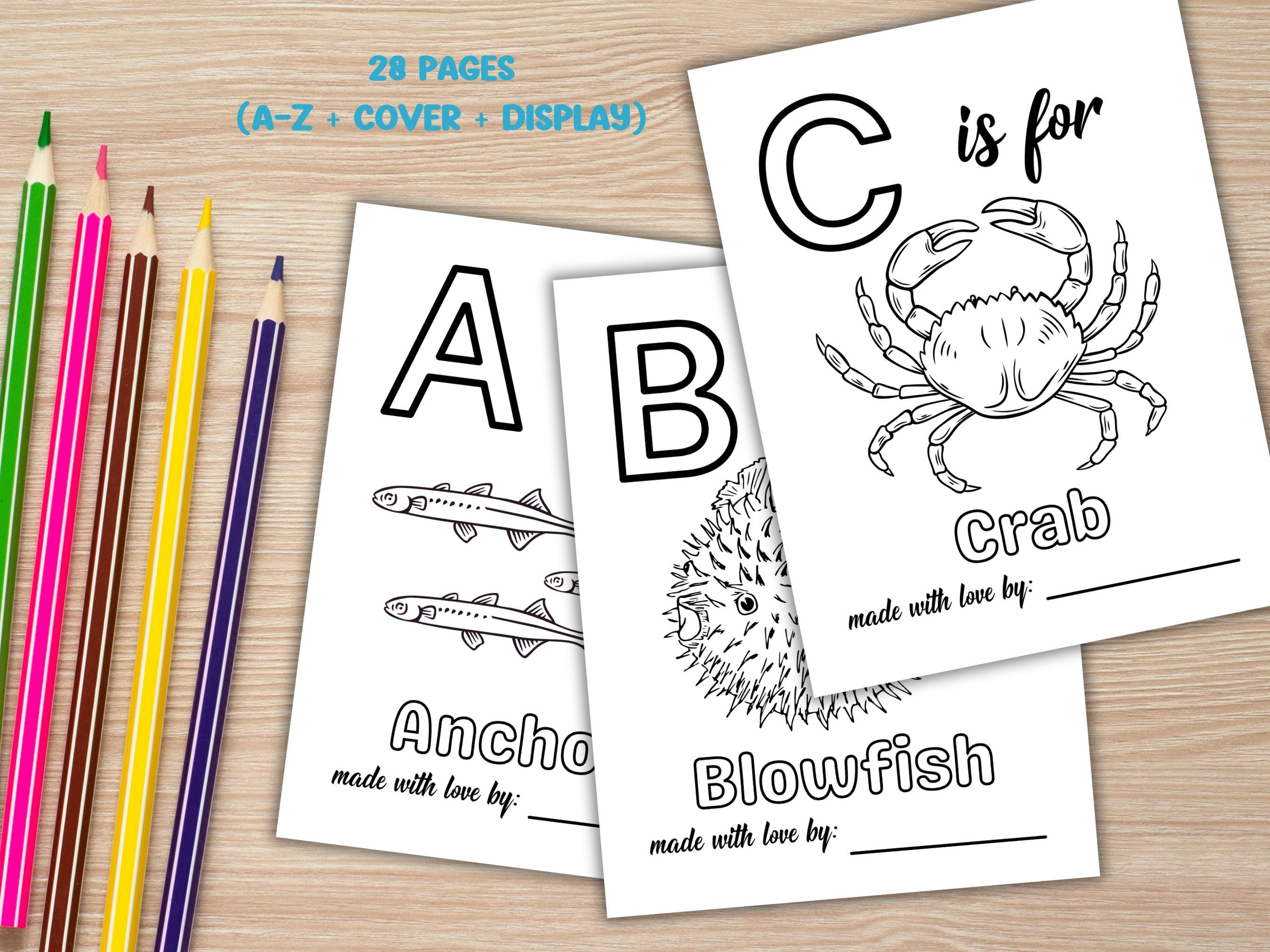 Ocean ABC Coloring Book & Guestbook for Baby Shower - Etsy