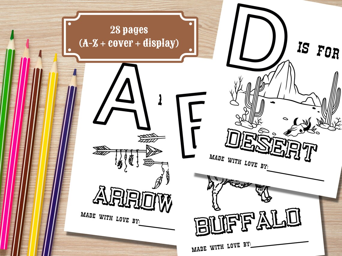 Western Cowboy ABC Coloring Book for Baby Shower - Etsy