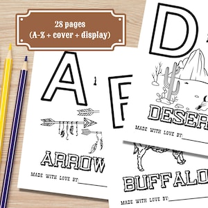 Western Cowboy ABC Coloring Book for Baby Shower Game - Etsy