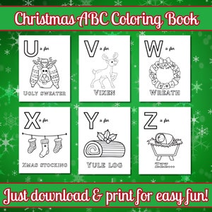 Christmas ABC Coloring Pages - Etsy