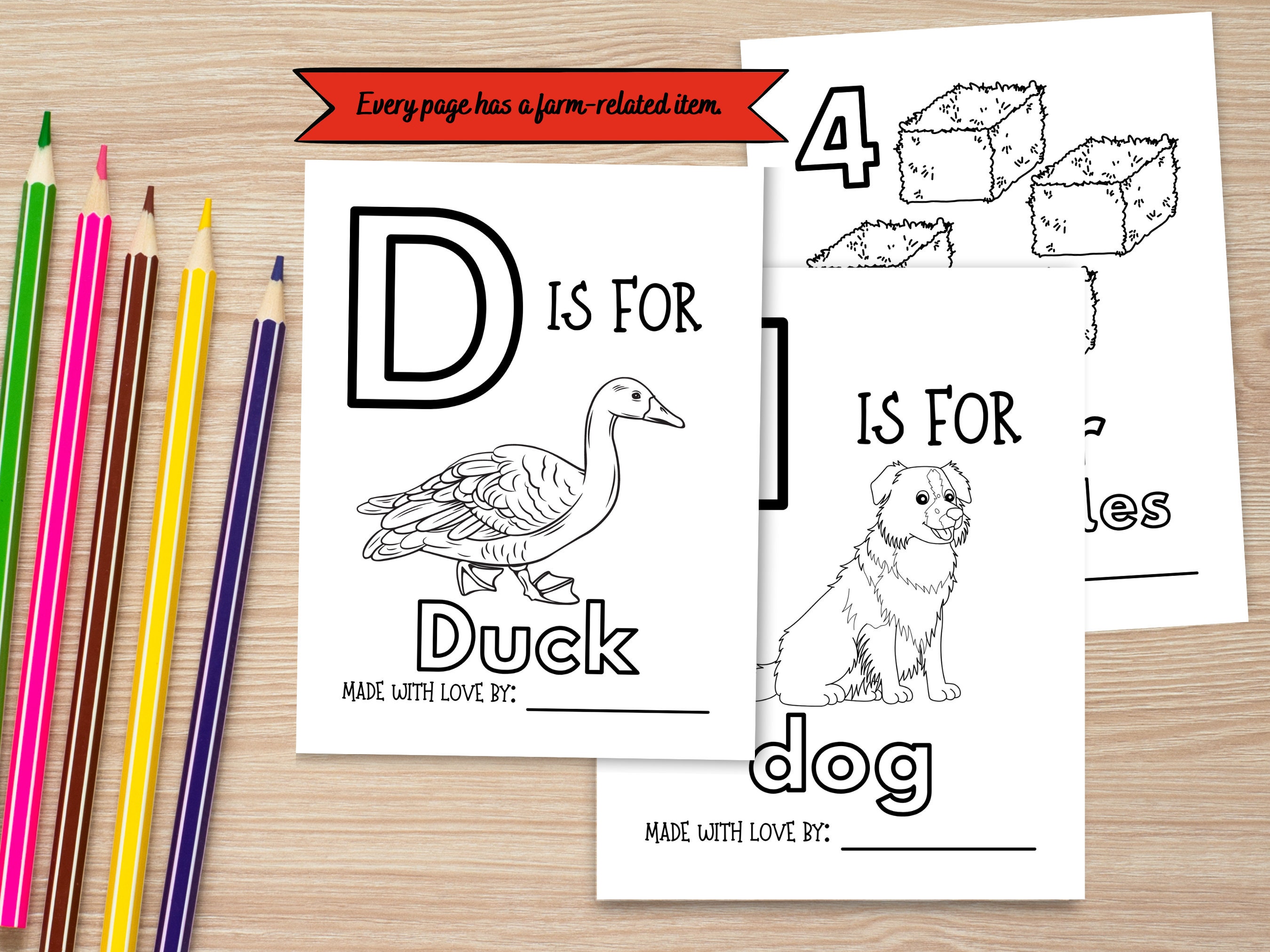 Farm ABC, 123, & Abc Coloring Book for Baby Shower Game - 75 Coloring ...