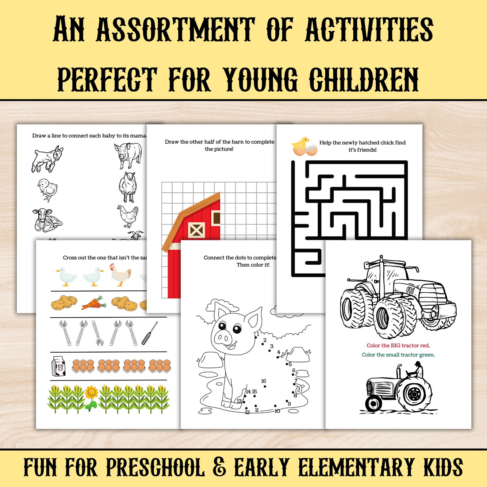 Farm Coloring & Activity Pages for Young Kids - Etsy