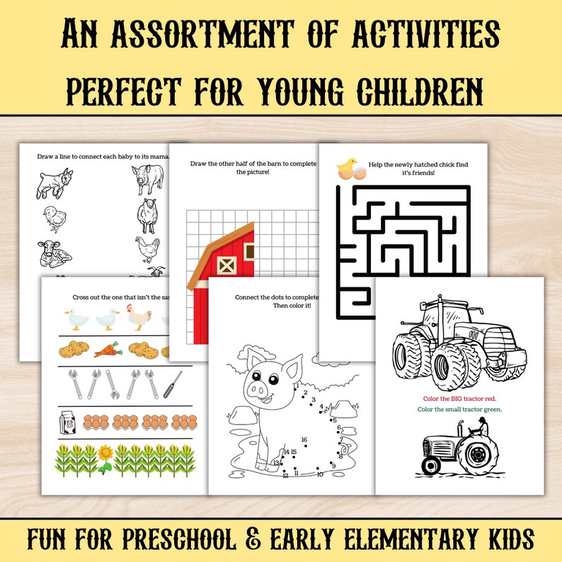 Farm Coloring & Activity Pages for Young Kids - Etsy