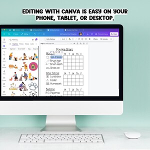 Kids Routine Chart Template - Editable & Printable - Etsy