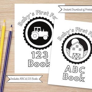 Farm ABC & 123 Coloring Book for Baby Shower Game and Guestbook ...