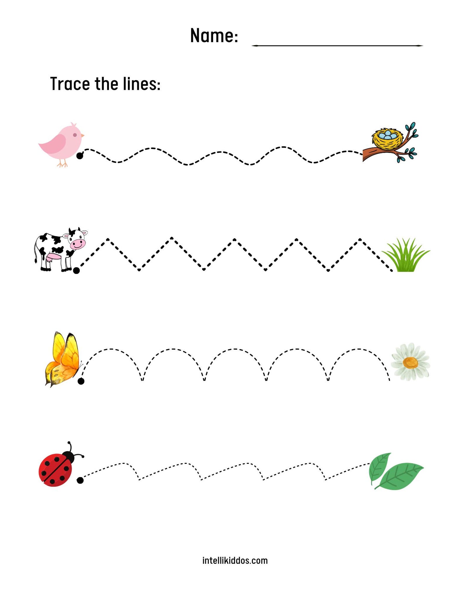 Trace the Lines Pre-writing Worksheets for Toddlers & Preschoolers – 16 ...