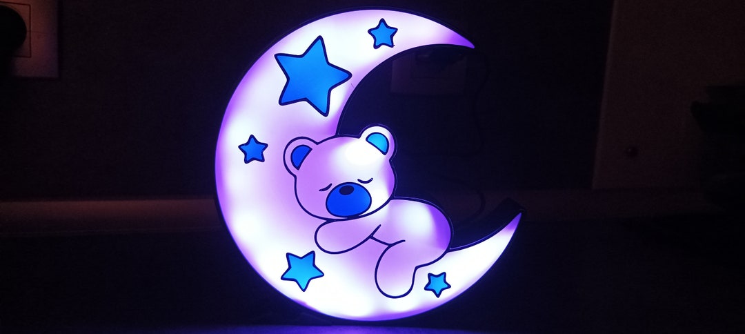Sleeping Teddy Bear Lamp / Nightlight on the Moon - Etsy
