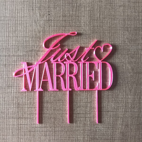 Just Married Cake Topper Pick - Etsy UK
