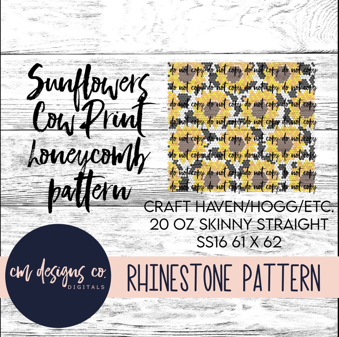 Sunflower Cow Print Rhinestone Pattern_rhinestone Template_ss16_20 Oz ...