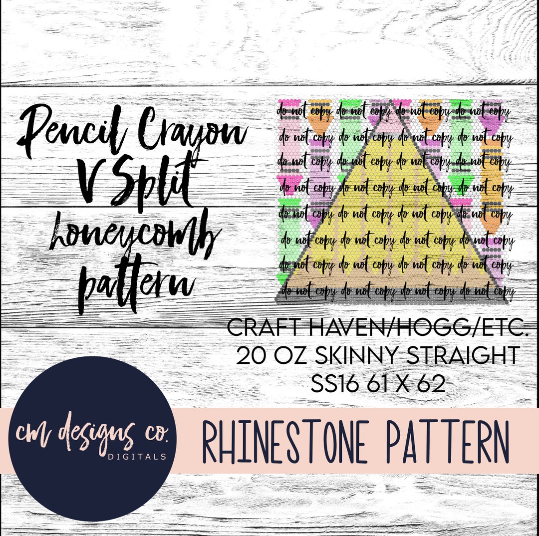 Pencil Crayon V Split Rhinestone Pattern_teacher Rhinestone Pattern ...
