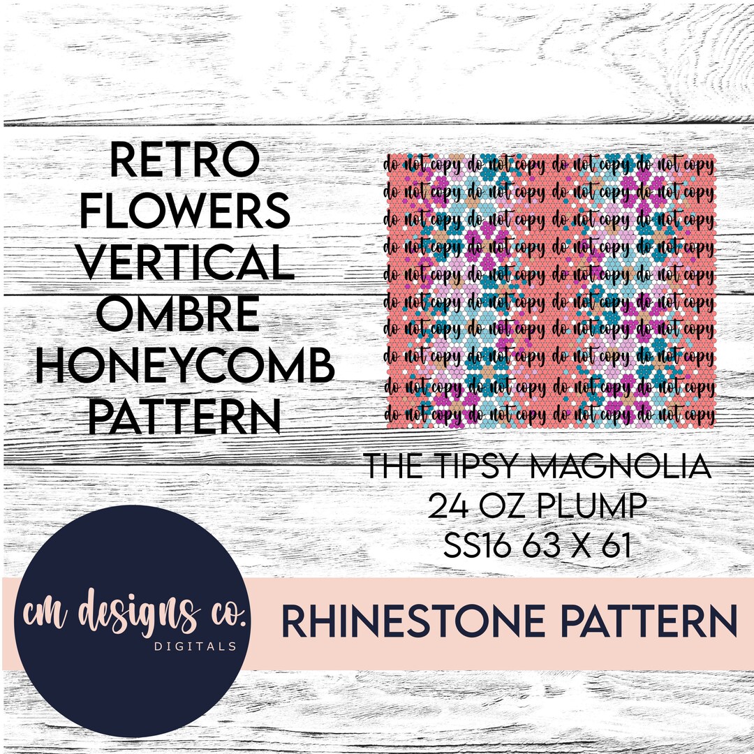 Retro Flowers Vertical Ombre Rhinestone Pattern_vertical Ombre Pattern ...