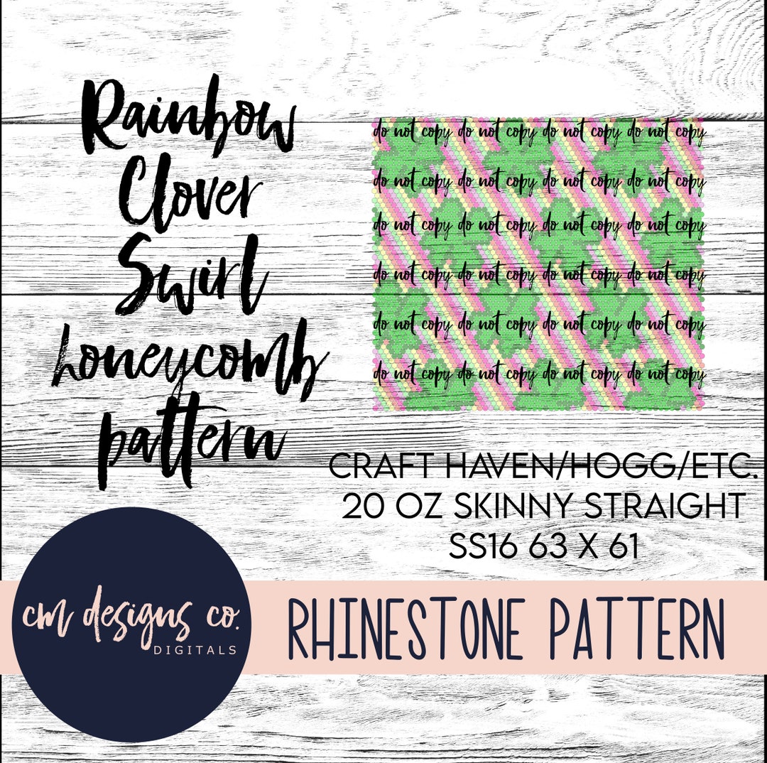 Rainbow Clover Swirl Rhinestone Pattern_rhinestone Pattern_rhinestone ...