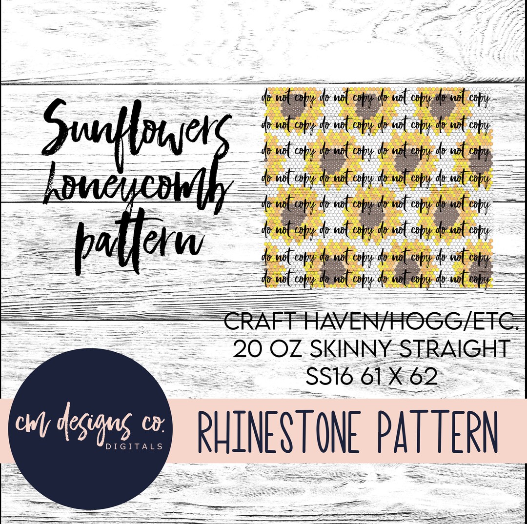 Sunflowers Rhinestone Pattern_rhinestone Template_ss16_20 Oz Skinny ...