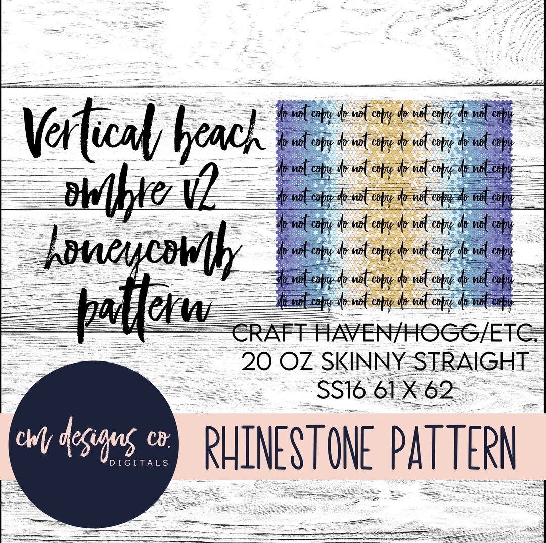 Vertical Beach Ombre Rhinestone Pattern_rhinestone Template_ss16_20 Oz ...