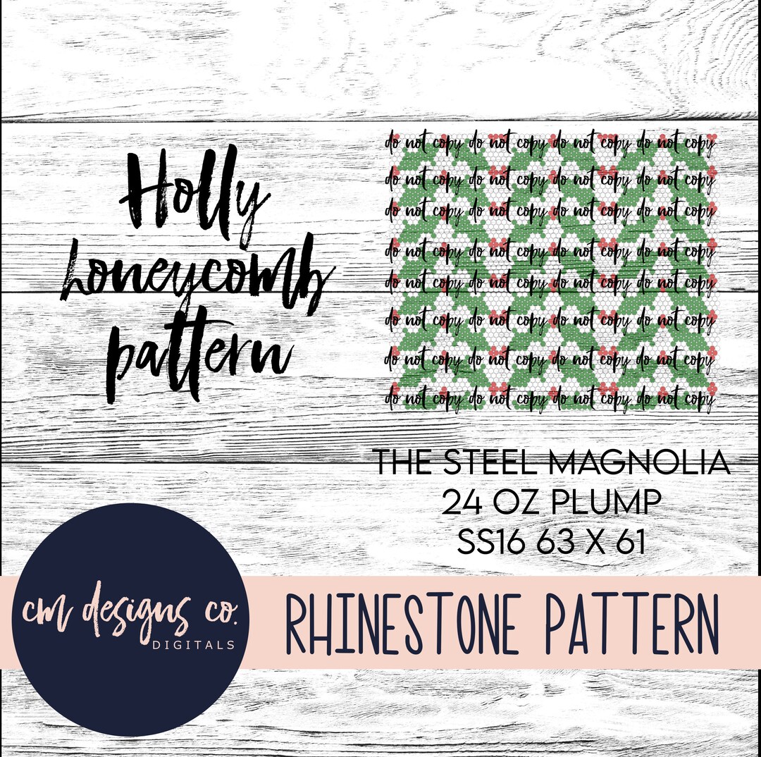 Holly Rhinestone Pattern_rhinestone Template_rhinestone Pattern_24 Oz ...