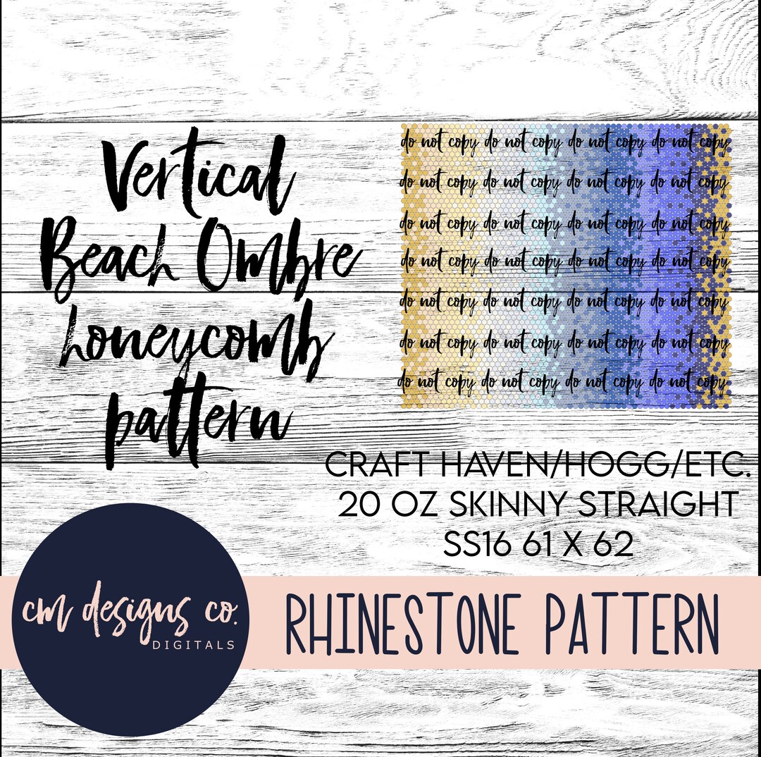 Vertical Beach Ombre Rhinestone Pattern_rhinestone Template_ss16_20 Oz ...