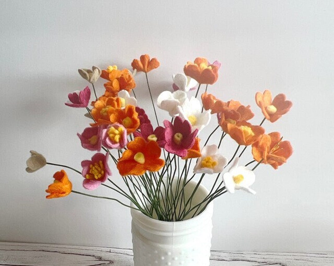 6 Pack Minimalist Felt Flowers Minimalist Flower Decor Felt - Etsy