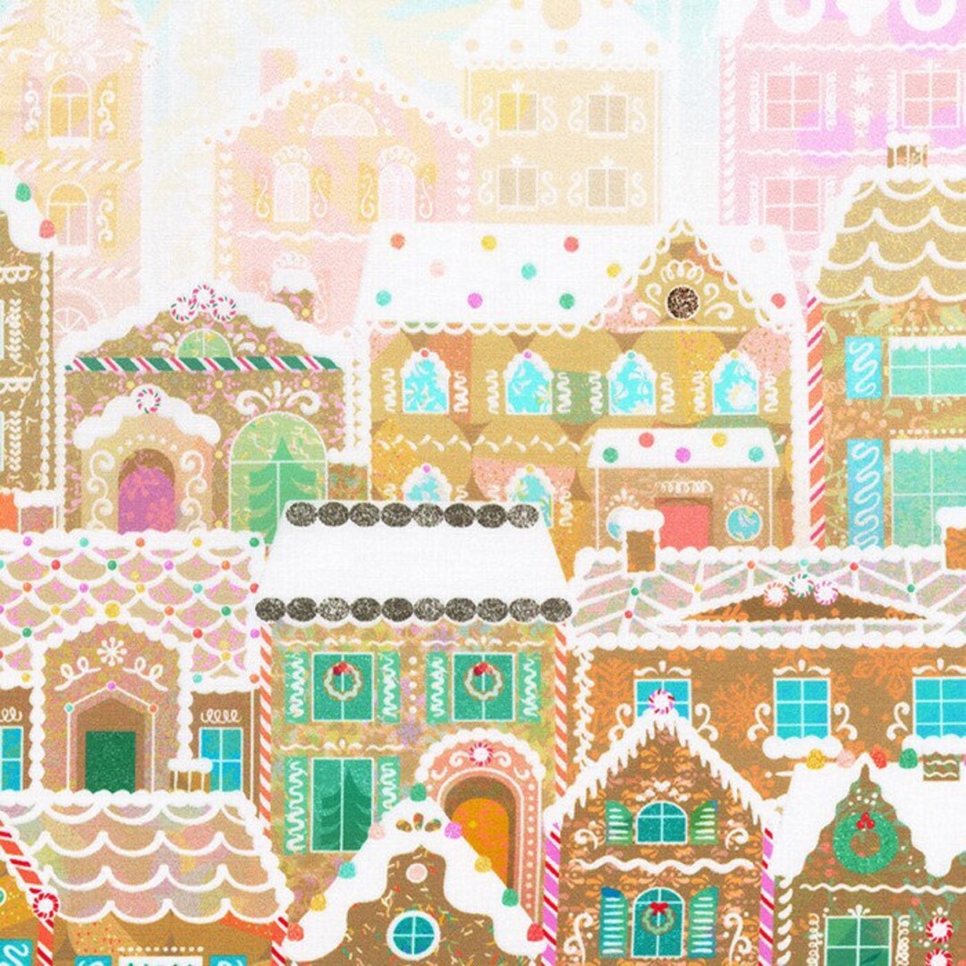 1/2 Metre Robert Kaufman Tinsel Town Gingerbread Christmas House 100% ...