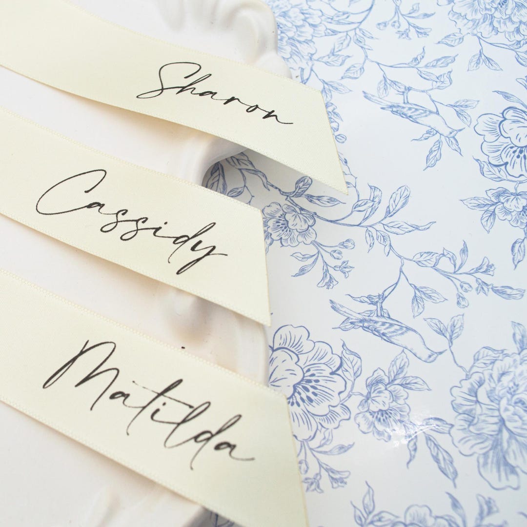 Personalised Name Tags | Ribbon Place Setting | Ribbon Bows for Glasses ...