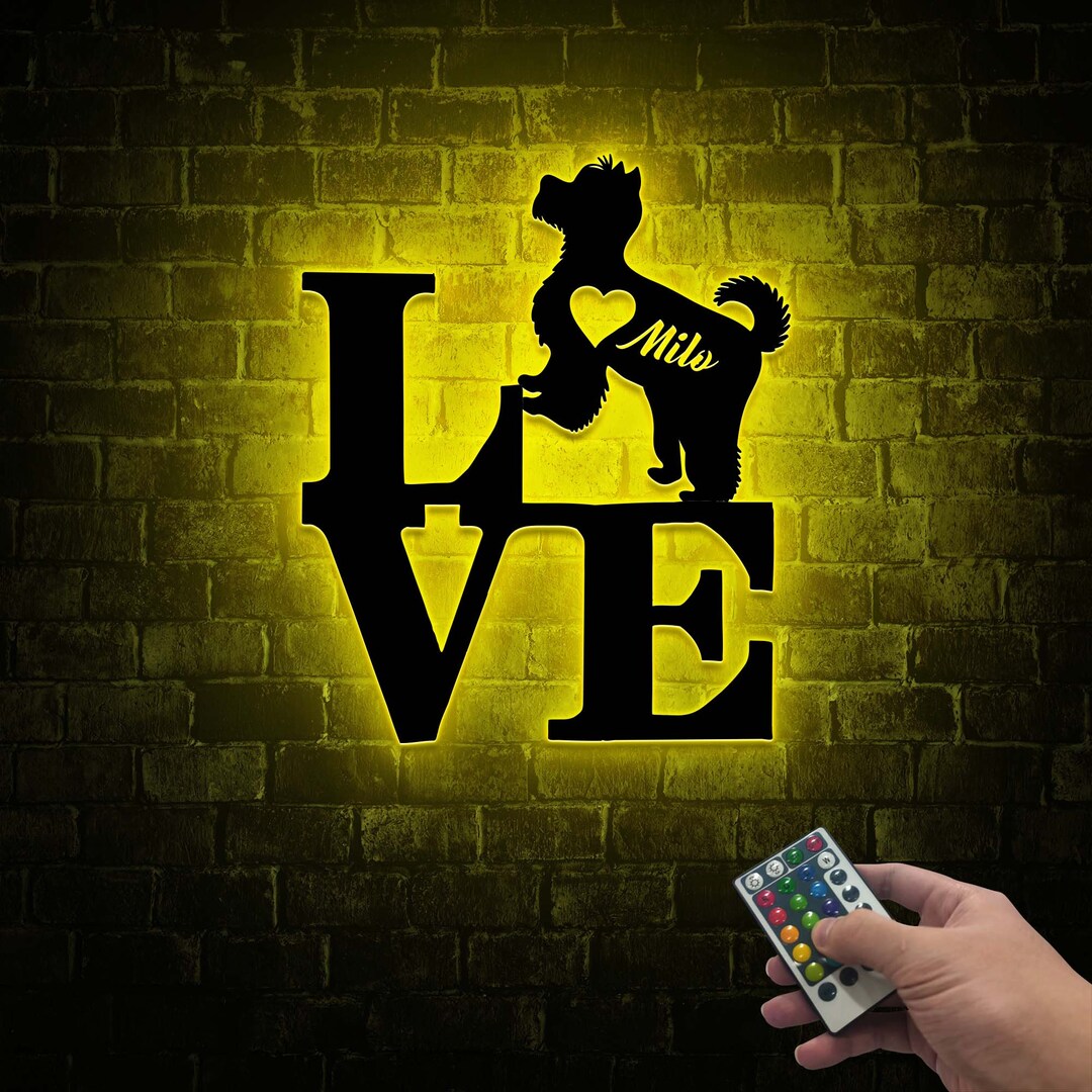 Love Yorkshire Terrier Sign LED Lights Dog Metal Wall Dog - Etsy