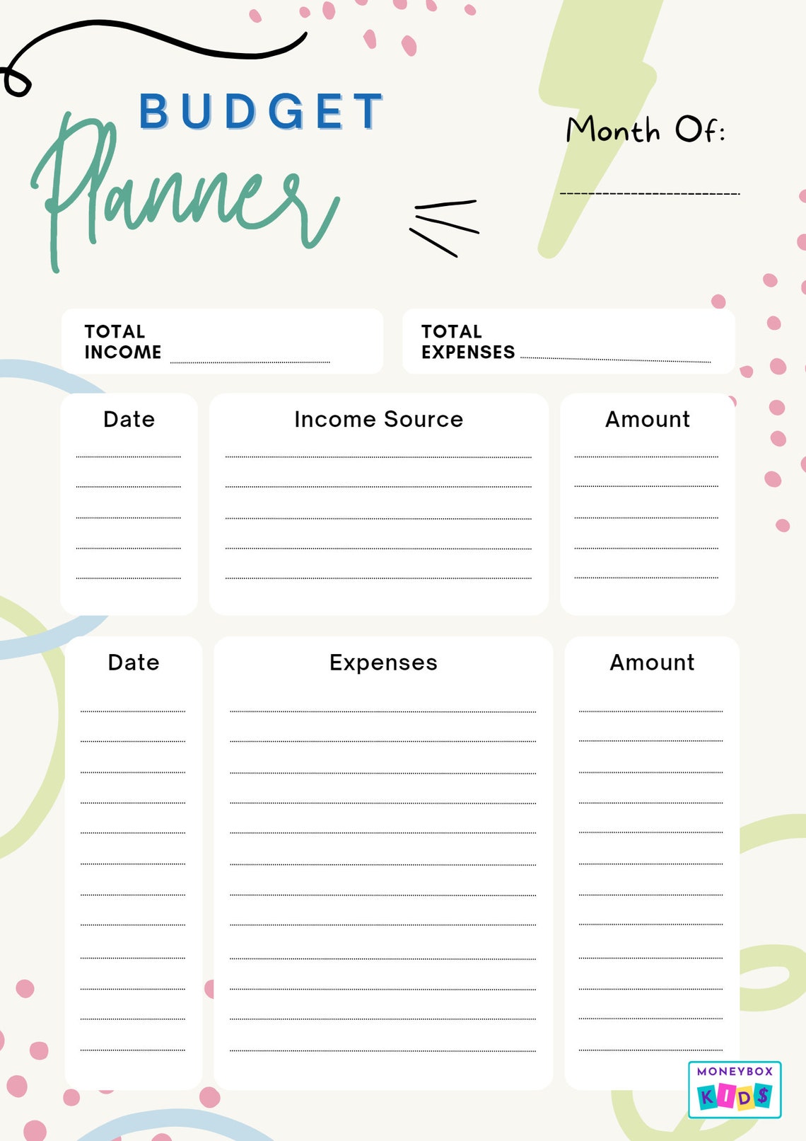 Budget Planner - Expense Tracker - Printable - Digital Download - Money ...