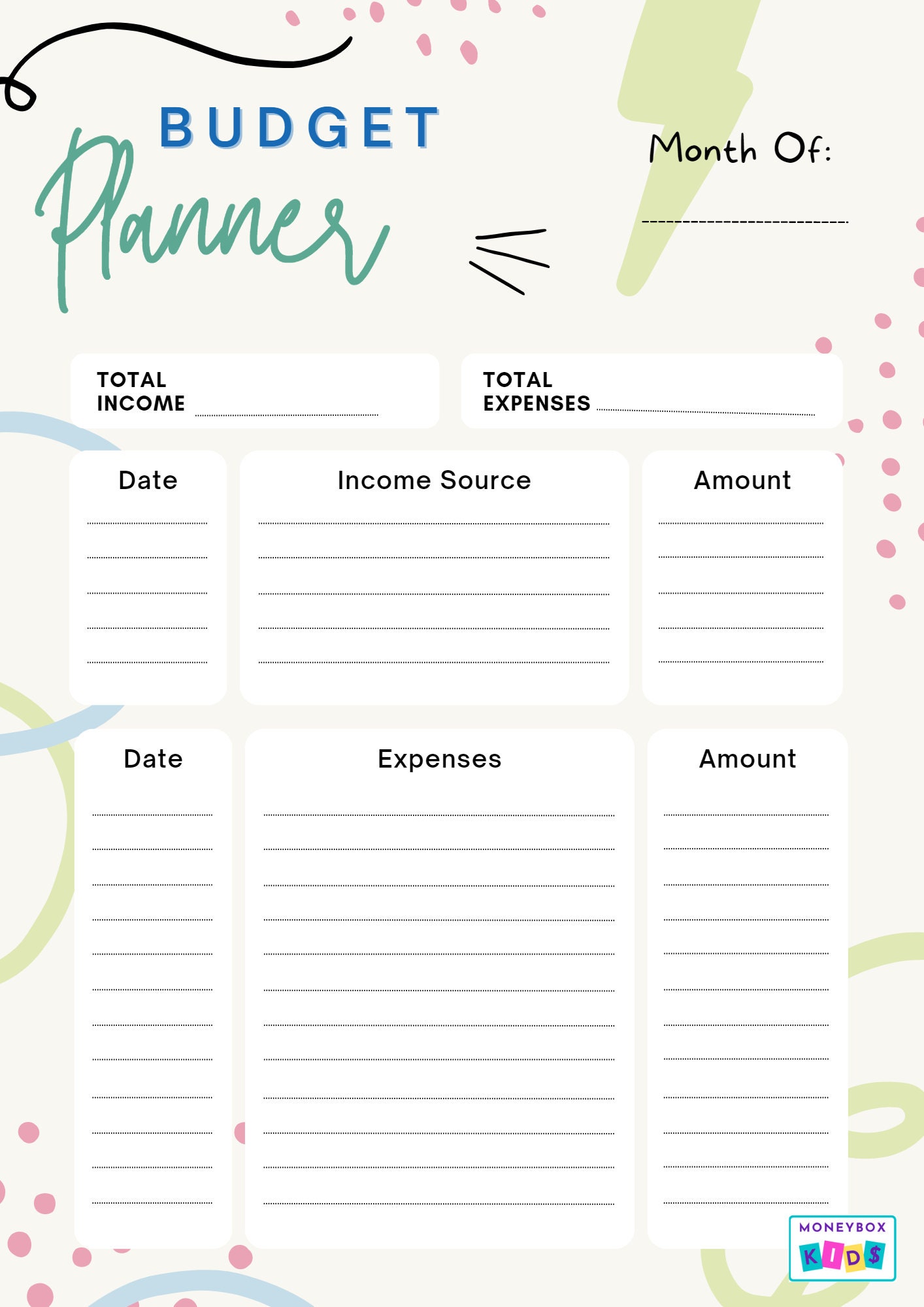 Budget Planner - Expense Tracker - Printable - Digital Download - Money ...