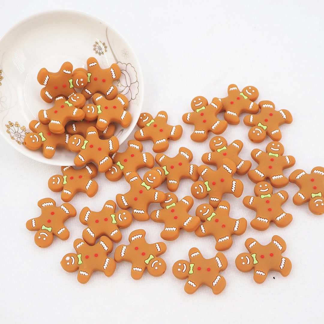 Gingerbread Man Pearls, Gingerbread Man Silicone Beads, Molded Silicone ...