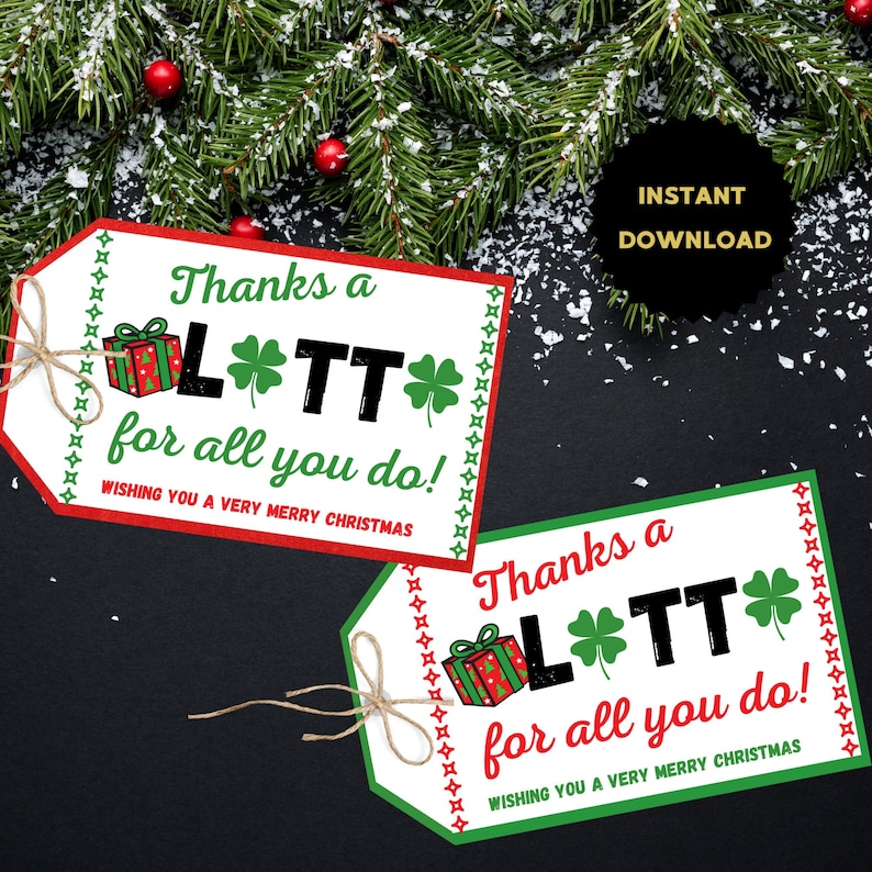 INSTANT DOWNLOAD Thanks A Lotto for All You Do Christmas - Etsy