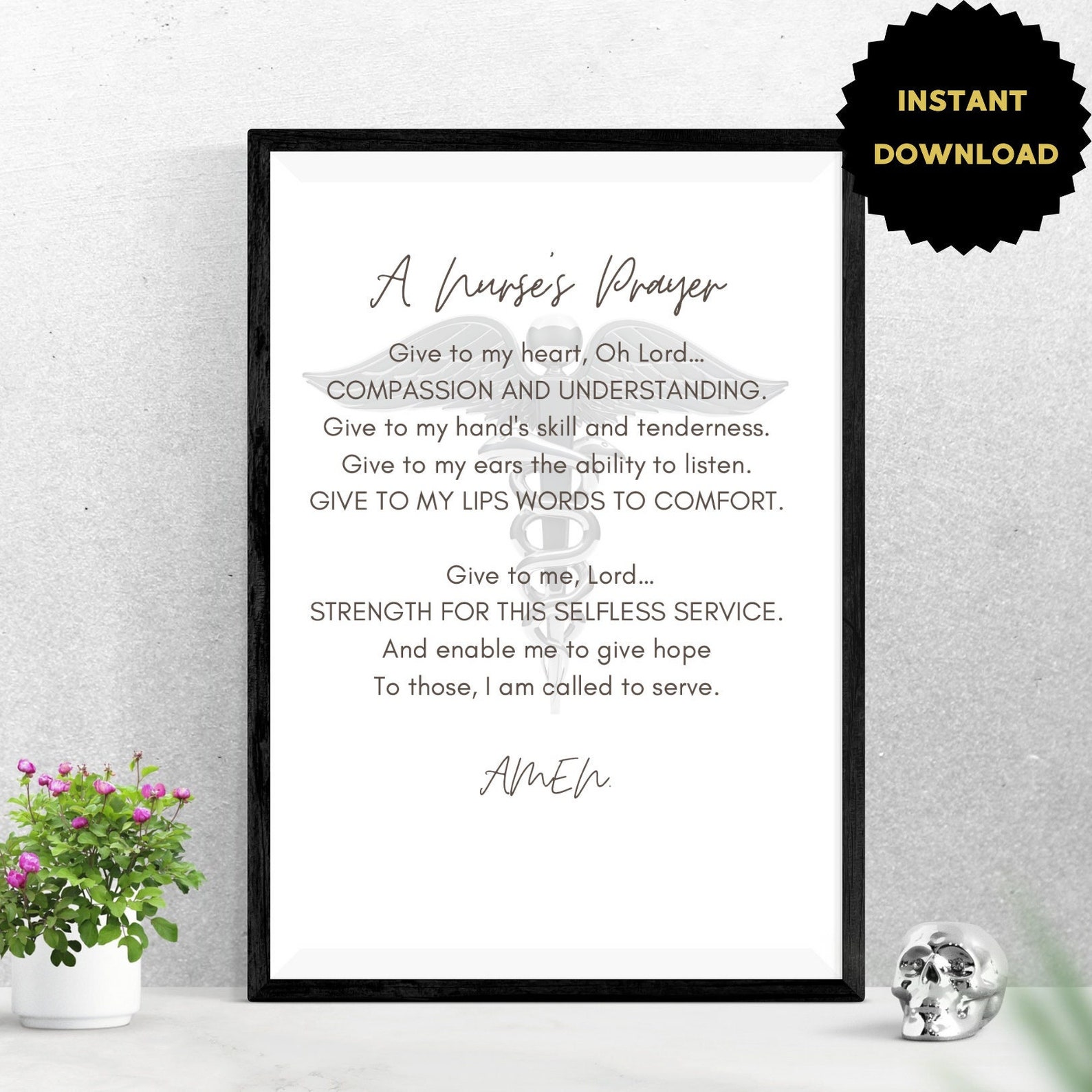 INSTANT DOWNLOAD A Nurse's Prayer Nursing Gift Nurse Prayer Printable ...