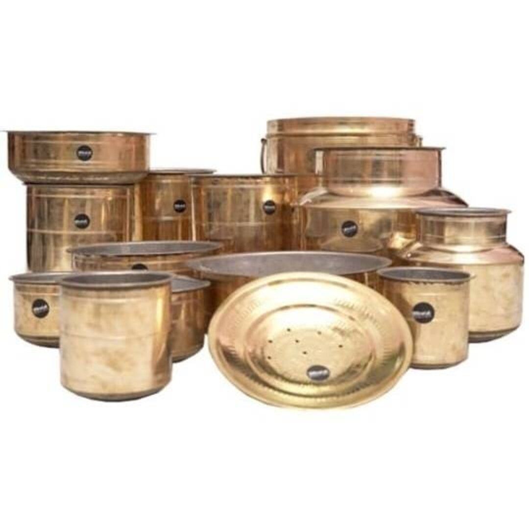 Portable Handmade Brass Cookware Set Special 14 Components Set Brass ...