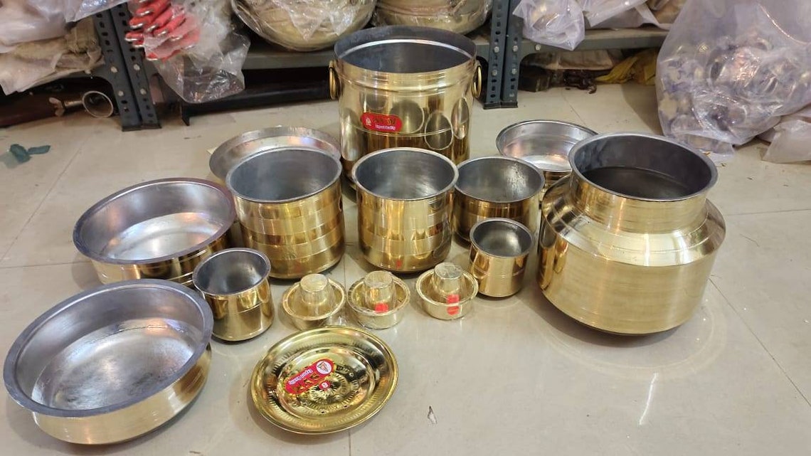 Portable Handmade brass cookware set Special 14 components | Etsy
