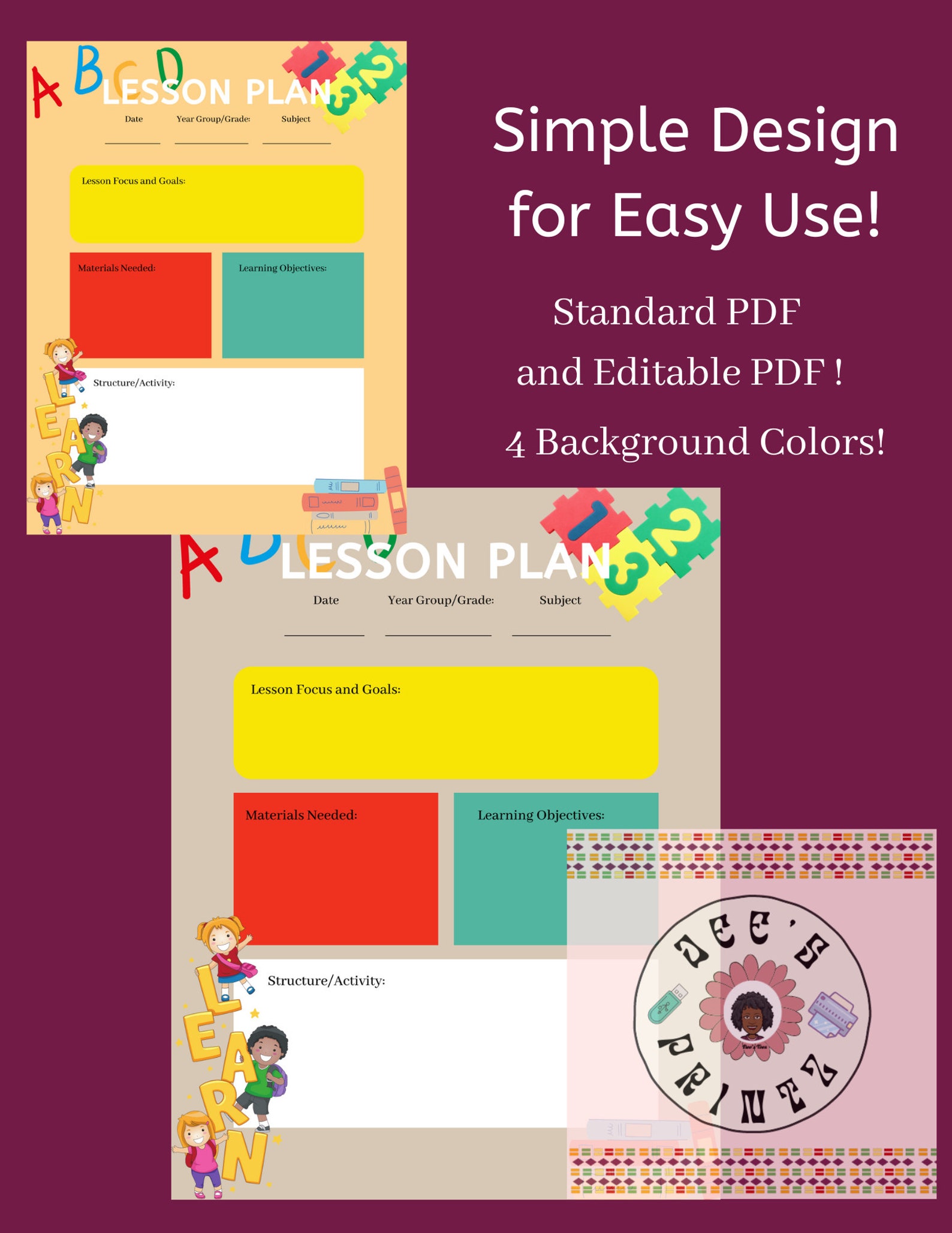 4 Lesson Plan Templates for Pre-k and Kindergarten Edit and - Etsy