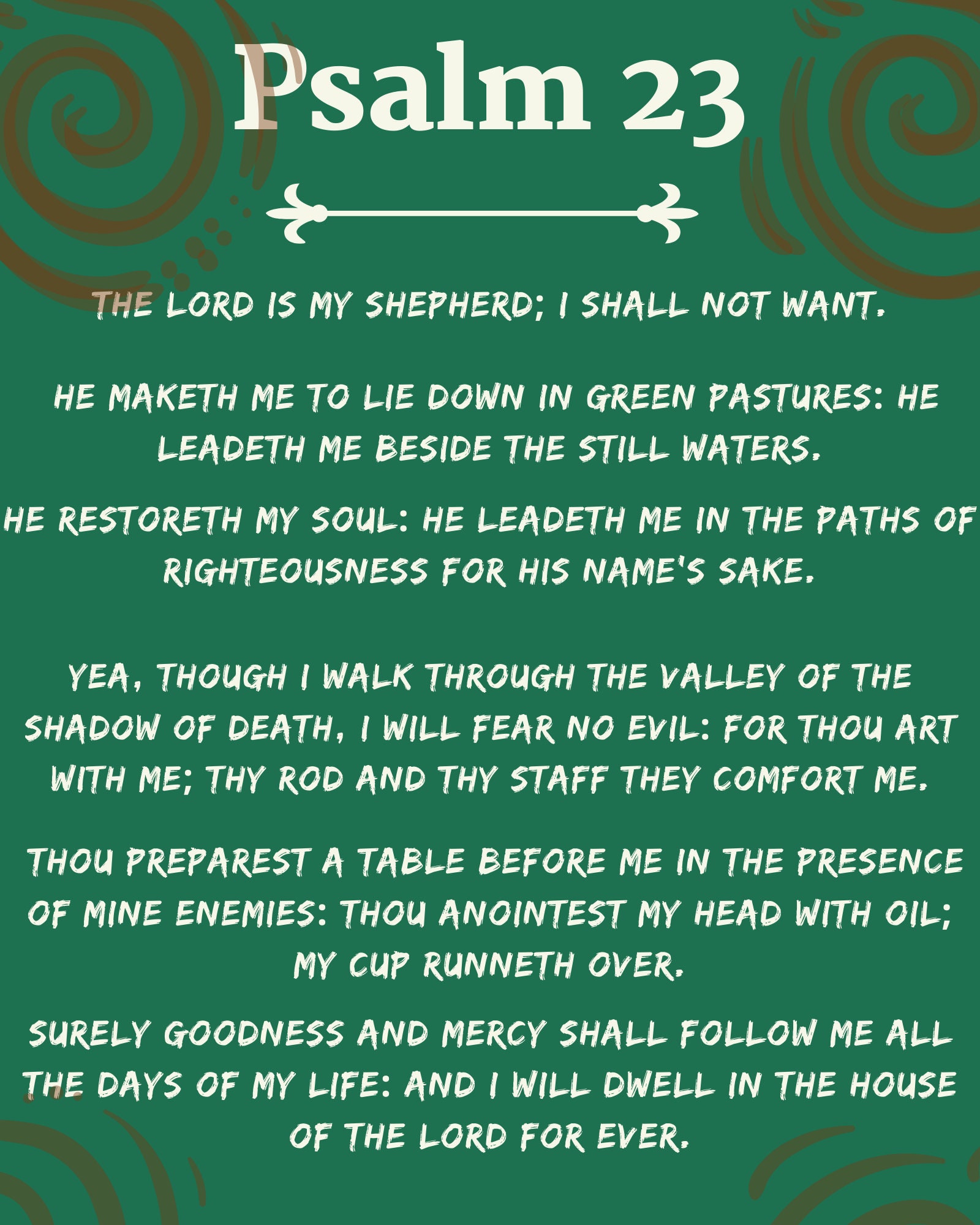 Biblical Scripture of Psalm 23 Printable 16x20 Wall Art - Etsy
